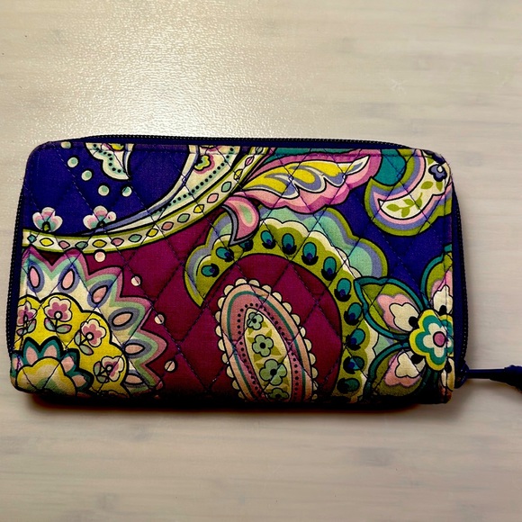 Bags | Vera Bradley Purple Floral Paisley Wallet Measurements In Photos ...